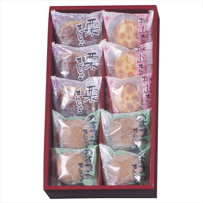 ■商品紹介： ■商品内容：セット内容/かすてらまんじゅう（25g）×4、栗まんじゅう（25g）・桃山（28g）×各3 ■パッケージサイズ：32×18×5cm ■賞味期限（ある場合）：常温120日 メーカー希望小売価格はメーカーカタログに基づ...