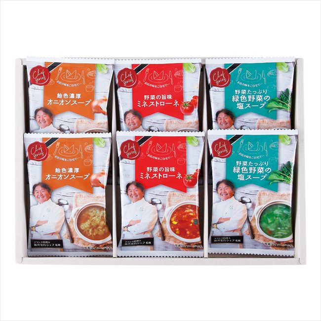 ■商品紹介：フレンチの料理人、坂井宏行監修。懐石料理とフランス料理を融合し、日本人の口に合うフランス料理を研究。常に新たなことに取り組み、挑戦してきた坂井宏行が、ご家庭で簡単に本格スープを食して頂けるよう監修しました。 ■商品内容：セット内...