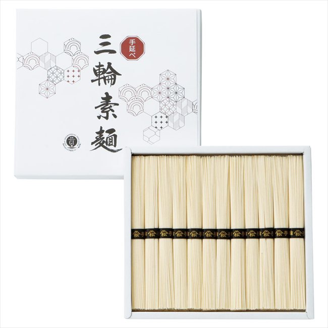 ■商品紹介：「コシ、舌触り、食べ応え」の三拍子が特長の三輪そうめんです。喉越しの良い素麺は、アレンジ次第で季節を問わずご賞味いただけます。 「コシ、舌触り、食べ応え」の三拍子が特長の三輪そうめんです。冷やしはもちろん温かい出汁に浸したにゅう...