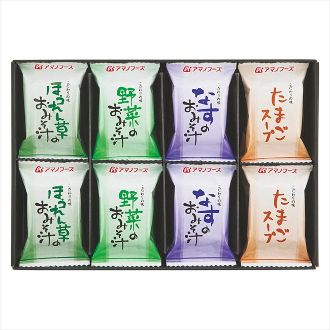 ■商品紹介：おいしいものが好きなあの方へ毎日の食卓を彩るバラエティ豊かな詰め合わせです フリーズドライのアマノフーズが贈る、こだわりのおみそ汁とたまごスープのギフトセット。 ■商品内容：セット内容/ほうれん草のおみそ汁・野菜のおみそ汁・なす...