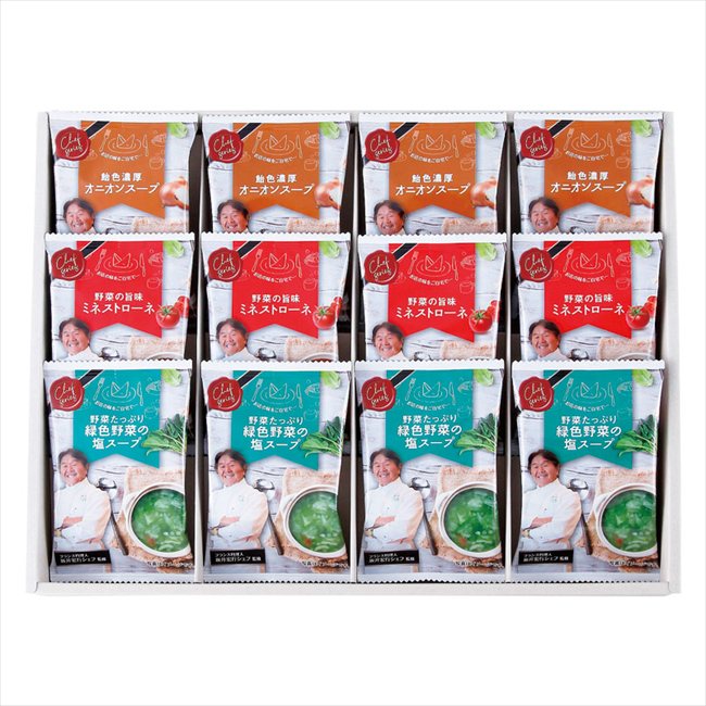 ■商品紹介：フレンチの料理人、坂井宏行監修。懐石料理とフランス料理を融合し、日本人の口に合うフランス料理を研究。常に新たなことに取り組み、挑戦してきた坂井宏行が、ご家庭で簡単に本格スープを食して頂けるよう監修しました。 ■商品内容：セット内...