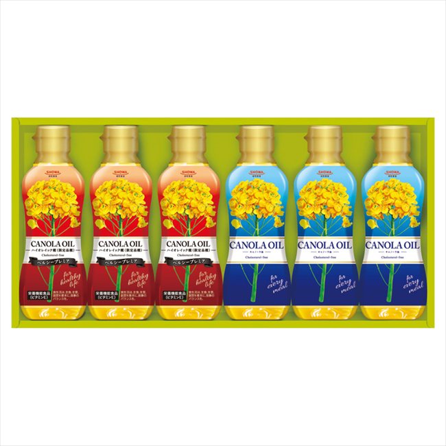 ■商品紹介： 菜種を原料としたオレイン酸を含むピュアオイルとオレイン酸と、ビタミンEを豊富に含むべに花オイルの詰め合わせセットです。 ■商品内容：セット内容/キャノーラ油・ヘルシープレミア（各300g）×各3 ■パッケージサイズ：21×44...