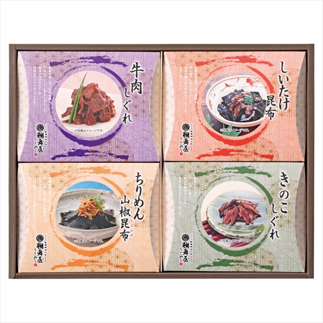 ■商品紹介：伝統製法で炊き上げた佃煮惣菜の詰合せです。そのままでもごはんのお供や酒の肴にも重宝します。 ■商品内容：牛肉しぐれ・しいたけ昆布・ちりめん山椒昆布・きのこしぐれ（各70g）×各1 ■パッケージサイズ：23.4×30.7×4cm ...