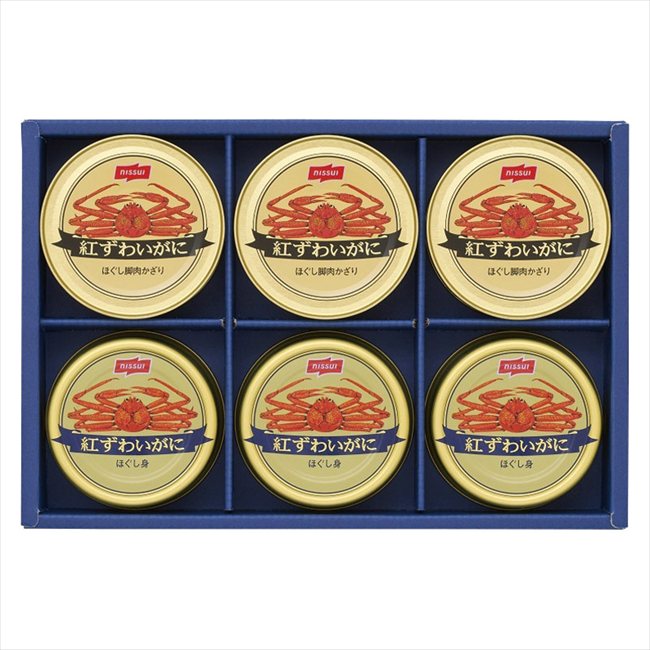 ■商品紹介：定番のかに缶詰の詰合せです。 ■商品内容：紅ずわいがにほぐし脚肉かざり（50g）・紅ずわいがにほぐし身（55g）×各3 ■パッケージサイズ：17.2×25.1×4cm ■賞味期限（ある場合）：常温3年 メーカー希望小売価格はメー...