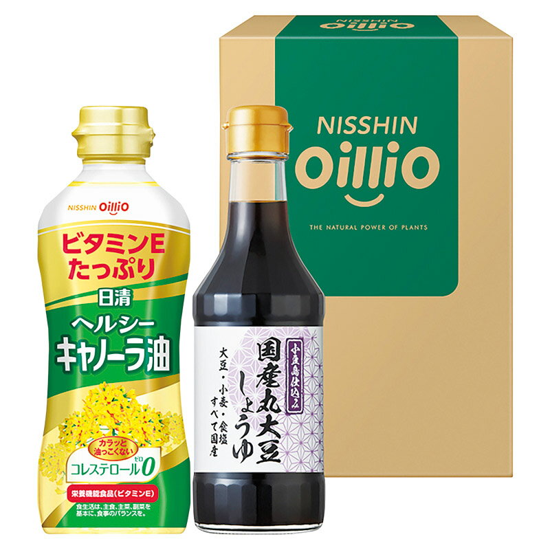 ■商品紹介： ヘルシーオイルと醤油の低価格帯調味料ギフトです。慶弔関係や、引っ越し業者様、ノベルティ関係など、様々なシーンにおすすめの詰め合わせです。 ■商品内容：ヘルシーキャノーラ油（350g）・タケサン国産丸大豆醤油（300ml）×各1...