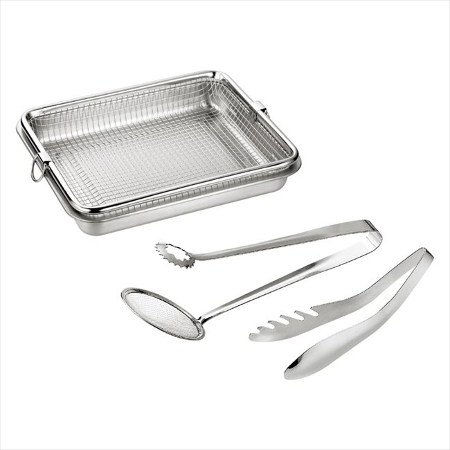 ■商品紹介：熟練の技巧、信頼の日本製。耐久性に優れ、衛生的なステンレス製。揚げ物の油切りや鍋具材の盛り付けなどに便利なザル付き。持ちやすいリング付。 ■商品内容：ステンレスバット（25.2×20.5×3.5cm）・角ザル（24.5×19.8...