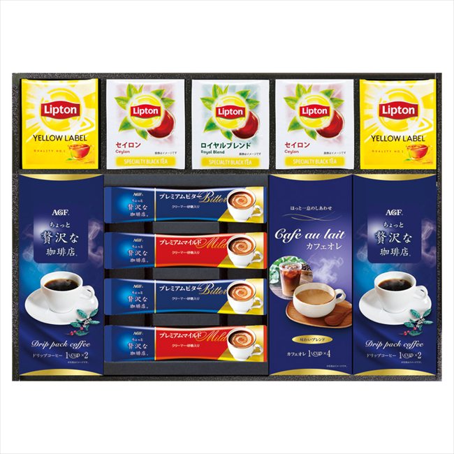 ■商品紹介： ■商品内容：リプトン イエローラベルティーバッグ（2g）・リプトン セイロンティーバッグ（2.2g）×各4、AGF ちょっと贅沢な珈琲店スペシャルブレンド（7g×2袋）・AGF ちょっと贅沢な珈琲店（プレミアムマイルド・プレミ...