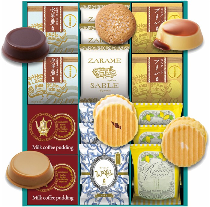 ■お中元専用商品となります。商品出荷日：6月12日から8月8日ごろ ◆商品紹介：ヴァッフェルをはじめ、夏季限定の人気の和洋菓子のお詰め合わせです。＜BR> ■商品内容：ヴァッフェル・レモンヴァッフェル・ざらめサブレ×各3、水羊羹・ミルクコー...
