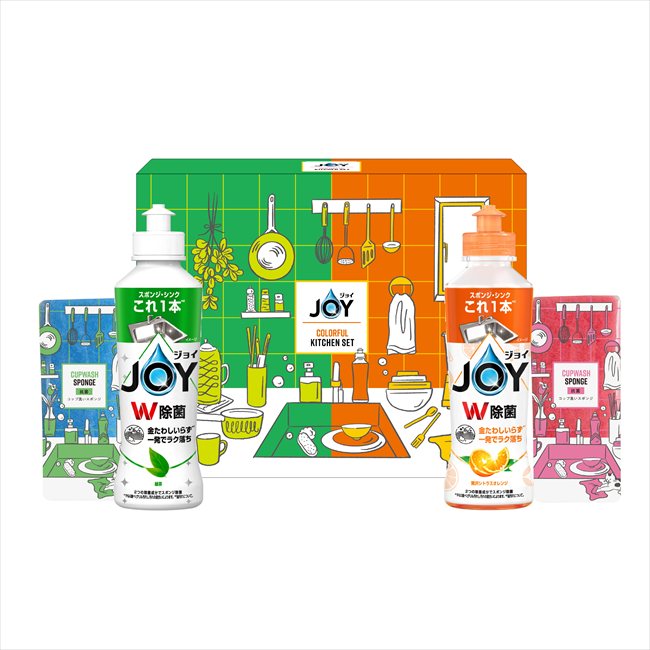 ■セット内容：除菌ジョイコンパクトオレンジ170ml×1・除菌ジョイコンパクト緑茶の香り170ml×1・コップ洗いスポンジ×2（ナイロン・ポリウレタン） ■商品サイズ： ■荷姿：化粧箱 メーカー希望小売価格はメーカーカタログに基づいて掲載し...