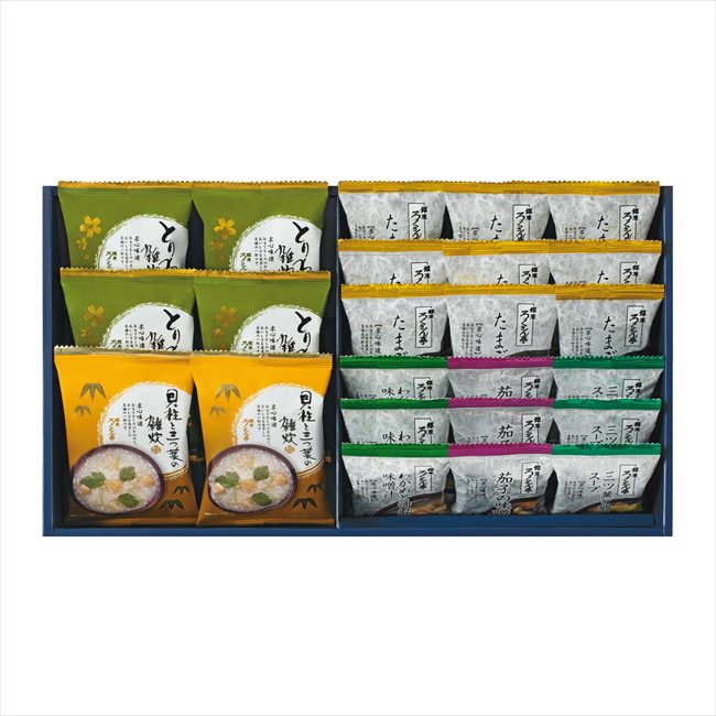 ■セット内容：貝柱と三つ葉の雑炊×2、とりわさ風雑炊×4、わかめと油あげの味噌汁×3、たまごスープ×9、三ツ葉と卵のスープ×3、茄子の味噌汁×3 メーカー希望小売価格はメーカーカタログに基づいて掲載しています ■さまざまなギフトアイテムをご...