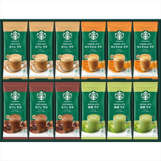 ■セット内容：スターバックス プレミアムミックス カフェラテ6p、スターバックス プレミアムミックス キャラメルラテ6p、スターバックス プレミアムミックス 抹茶ラテ6p、スターバックス プレミアムミックス カフェモカ6p メーカー希望小売...