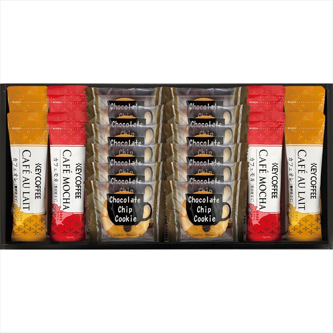 ■セット内容：チョコチップクッキー×12、キーコーヒーカフェオレスティック7g×4、キーコーヒーカフェモカスティック7.8g×4 メーカー希望小売価格はメーカーカタログに基づいて掲載しています ■さまざまなギフトアイテムをご用意しております...
