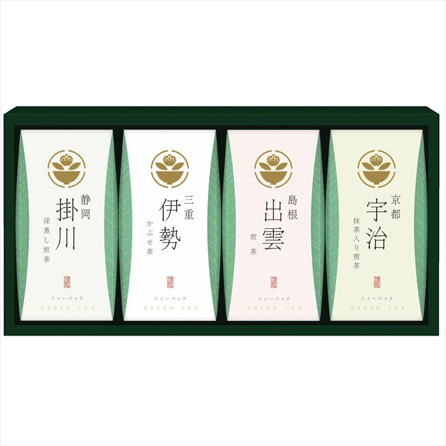 ■セット内容：京都 宇治抹茶入煎茶ティーバッグ(3g×5p)×1、静岡 掛川深蒸し煎茶ティーバッグ(3g×5p)×1、三重 伊勢かぶせ茶ティーバッグ(3g×5p)×1、島根 出雲煎茶ティーバッグ(3g×5p)×1 メーカー希望小売価格はメー...