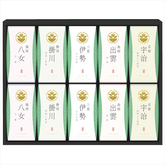 ■セット内容：福岡 八女玉露ティーバッグ(3g×5p)×2、京都 宇治抹茶入煎茶ティーバッグ(3g×5p)×2、静岡 掛川深蒸し煎茶ティーバッグ(3g×5p)×2、三重 伊勢かぶせ茶ティーバッグ(3g×5p)×2、島根 出雲煎茶ティーバッグ...