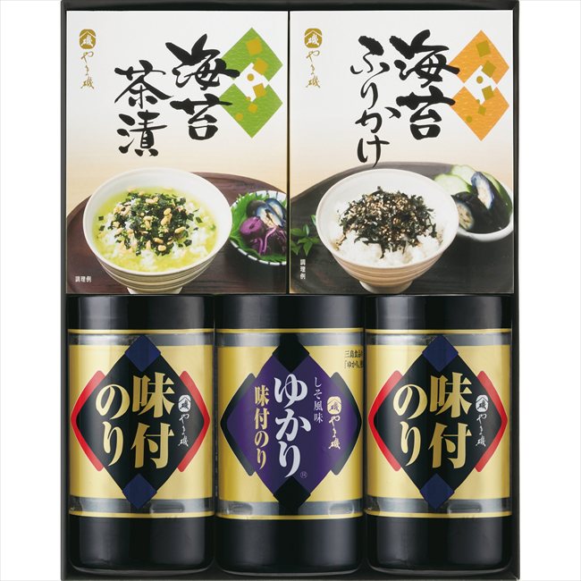 ■セット内容：味付のり（8切24枚）×2、ゆかり味付のり（8切24枚）、のり茶漬（5.5g×3）、のりふりかけ（5g×3） メーカー希望小売価格はメーカーカタログに基づいて掲載しています ■さまざまなギフトアイテムをご用意しております。 内...