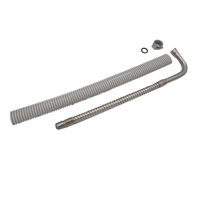 家庭用小型湯沸し器標準品の出湯管です。【仕様】 ●出湯管カバー長さ：340mm※Oリング（P10・キッチンシャワー用）・袋ナット・クリップ付※取付説明書付※キッチンシャワーは付属していません。付替えが必要です。※寒冷地仕様（型式末尾にKの付...