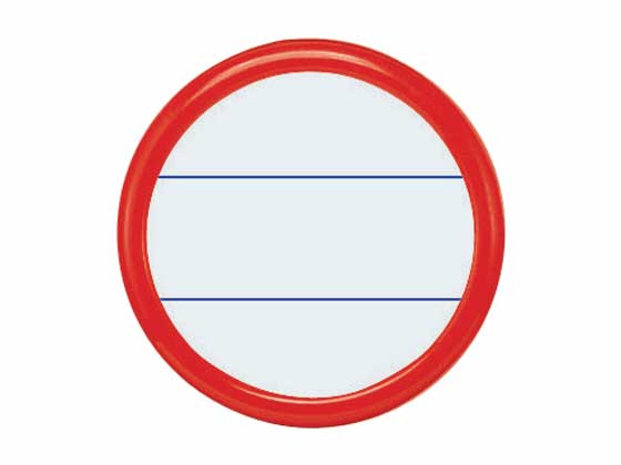 【仕様】●材質：リング／PE、本体／再生ポリスチレン100％●サイズ：本体／直径50mm、カード表示面／直径40mm●仕様：安全ピン、クリップ両面タイプ●色：赤●注文単位：1個【検索用キーワード】こくよ　コクヨ　まるがたなふだ　マルガタナフ...