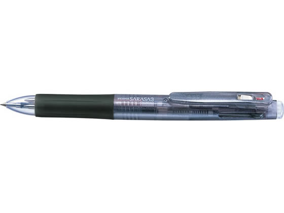【仕様】●インク色：3色（黒／赤／青）●軸色：黒●ボール径：0．5mm●水性顔料ゲルインク●ラバーグリップ●注文単位：1本●用途に応じてマルチに使える便利なアイテム。●クリップを挟むとペン先が戻る。※挟む生地が薄い等、条件によってはペン先が...