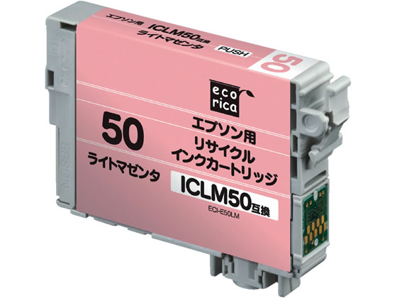 【仕様】●純正型番：ICLM50●色：ライトマゼンタ●インク種類：染料●耐力インク●インク残量表示●グリーン購入法適合【検索用キーワード】エコリカ　ecorica　リサイクルインクカートリッジ　互換インクカートリッジ　インクジェットカートリ...