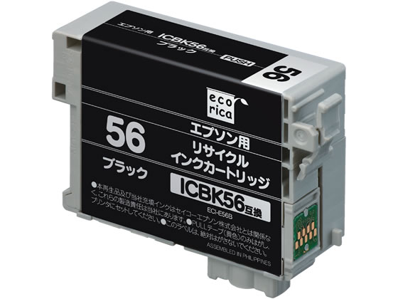 【仕様】●純正型番：ICBK56●色：ブラック●インク種類：顔料●耐力インク●インク残量表示●グリーン購入法適合●GPNエコ商品ねっと掲載【検索用キーワード】エコリカ　ecorica　リサイクルインクカートリッジ　互換インクカートリッジ　イ...