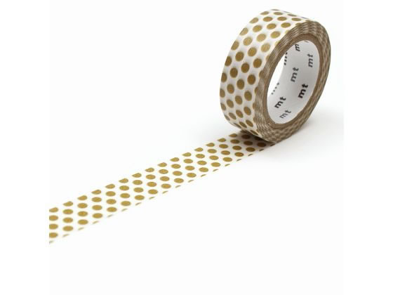 【商品説明】貼って剥がせるマスキングテープmt。手紙に貼ってみたり、ラッピングに使ってみたり、可能性は無限大。【仕様】●色目：ドット・金●テープサイズ：15mm×7m●注文単位：1巻【備考】※メーカーの都合により、パッケージ・仕様等は予告な...