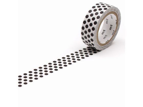 【商品説明】貼って剥がせるマスキングテープmt。手紙に貼ってみたり、ラッピングに使ってみたり、可能性は無限大。【仕様】●色目：ドット・ブラック●テープサイズ：15mm×7m●注文単位：1巻【備考】※メーカーの都合により、パッケージ・仕様等は...