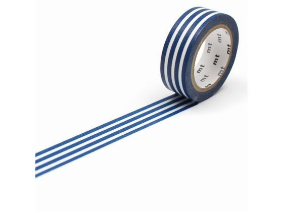 【商品説明】貼って剥がせるマスキングテープmt。手紙に貼ってみたり、ラッピングに使ってみたり、可能性は無限大。【仕様】●色目：ボーダー・インディゴ●テープサイズ：15mm×7m●注文単位：1巻【備考】※メーカーの都合により、パッケージ・仕様...