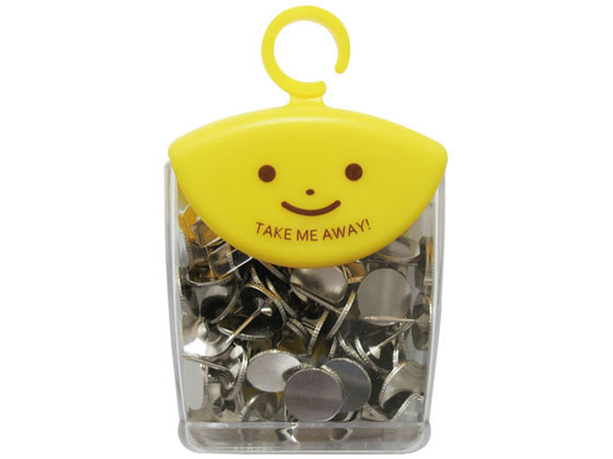 【商品説明】収納便利なスライド式で可愛くおしゃれなPOPカラーケース入のピンシリーズ。【仕様】●寸法：頭部11mm、針長11mm●材質：圧延鋼板、鉄線●包装：フック付ケース（蓋：PP／容器：PS）●色：表面真鍮メッキ（ゴ−ルド）●入数：約8...