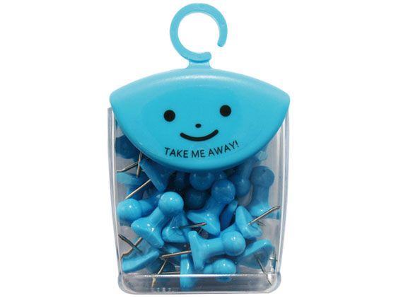 【商品説明】収納便利なスライド式で可愛くおしゃれなPOPカラーケース入のピンシリーズ。【仕様】●寸法：針長10mm●材質：PS樹脂、鋼線●包装：フック付ケース（蓋：PP／容器：PS）●入数：約20本●色：パステルブルー●注文単位：1箱（20...