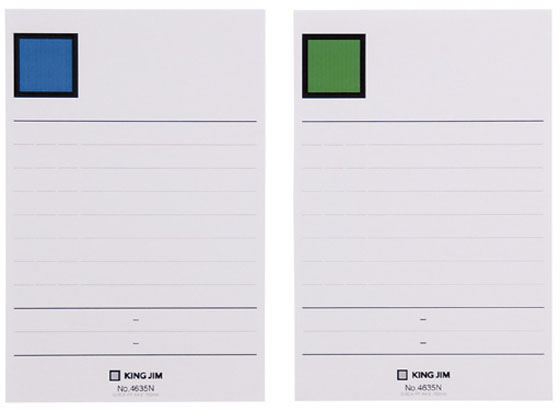 【商品説明】背見出し紙は1枚に両面印刷してあるので、表裏のスクエアパターンを選んで活用でき、ファイルの再使用に最適。【仕様】●本体色：青／緑●寸法：139×3×210mm●本体重量：4g●サイズ：4635N用●入数：1パック20枚入【備考】...