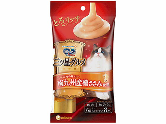 【商品説明】日本各地の厳選素材を使用した、上質な美味しさが楽しめるとろ〜りウェットタイプの食べきり猫用おやつです。6gサイズが与え過ぎなくてちょうどいい。無着色。原材料名：肉類（鶏胸肉、ささみ）、調味料、増粘多糖類【仕様】●【内容量】：6g...