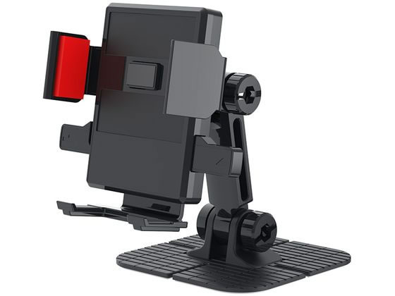 【商品説明】貼付けベースは軟質素材なので、ダッシュボードの曲面などに沿って貼付け可能。小型のスマートフォンからハードケースを装着したスマートフォンまでをホールド可能。背面にボールジョイントと2ヶ所の角度調節機能を装備。【仕様】●カラー：ブラ...