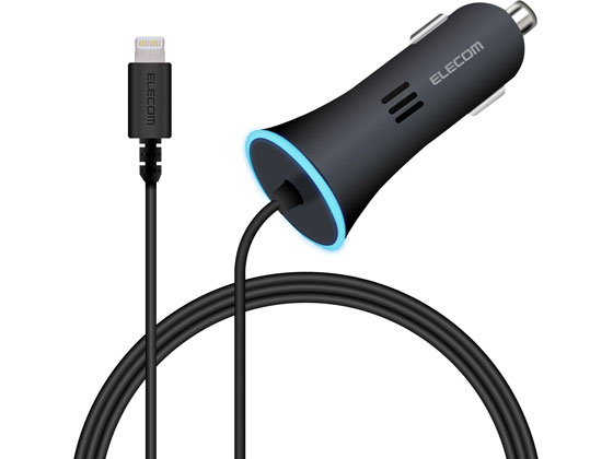 【商品説明】自動車のアクセサリソケットからLightningコネクタを搭載しているiPhoneやiPadを充電できる車載充電器です。最大12W（5V／2．4A）でiPhoneやiPadを充電できます。約150cmの長いケーブルで充電時も取り...