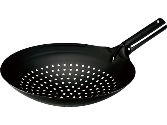 【商品説明】油通しや湯通しなどに便利な道具です。【仕様】●材質：鉄黒皮ブルーテンパ材●生産地：日本（燕三条）●規格（mm）：φ240x60●板厚（mm）：1．2●国内有数の金物産地・集積地・燕三条。隣接する燕市と三条市は古くから金属加工の技...