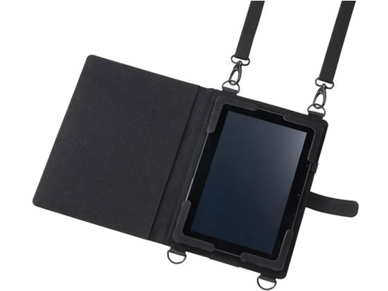 【商品説明】四隅の伸縮ゴムで固定し、10．1インチまでの様々なタブレットに対応します。（※機種によっては四隅のゴムベルトとボタンが重なり、操作に支障をきたす場合があります。）ショルダーベルト付きで、立ったままタブレットを操作できるケースです...