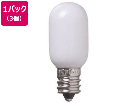 【商品説明】長寿命設計で、常夜灯や電飾用に最適です。3個入パックです。【仕様】●カラー：ホワイト●消費電力（W）：5●定格寿命（h）：2000●全長（mm）：48●径（mm）：20●口金：E12●本体重量（g）：5●パッケージ形態：ヘッダー...