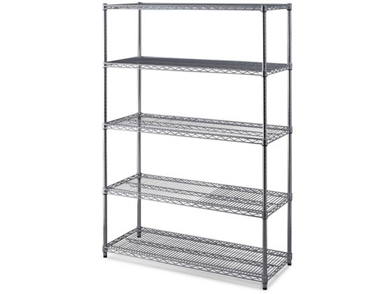 【商品説明】縦方向の線材を上部に組むことで抵抗が低減し、積載物の取り出しがスムーズです。工具不要で簡単に組立・設置が可能です。【仕様】●5段●サイズ：幅1200×奥行460×高さ1790mm●材質：棚板・ポール／スチール（クロームメッキ）、...