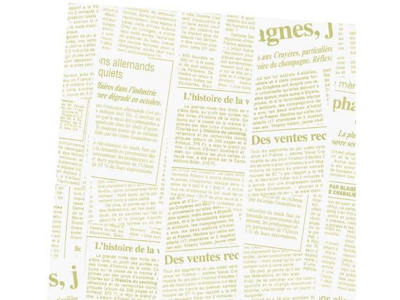 【商品説明】欧米のフラワーショップでは、ブーケの包装に新聞紙を使う習慣があります。　そんなイメージにぴったりの欧文デザインの包装紙です。【仕様】●カラー：ニュースレター●サイズ：788×545mm●材質：純白ロール紙50g●入数：100枚【...