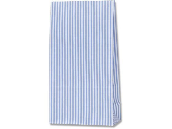 【商品説明】飽きのこないブルーのストライプ柄でマチの小さい角底袋です。【仕様】●カラー：モノストライプ　ブルー●サイズ：幅120×マチ65×高220mm●材質：晒クラフト紙60g●入数：100枚【備考】※メーカーの都合により、パッケージ・仕...