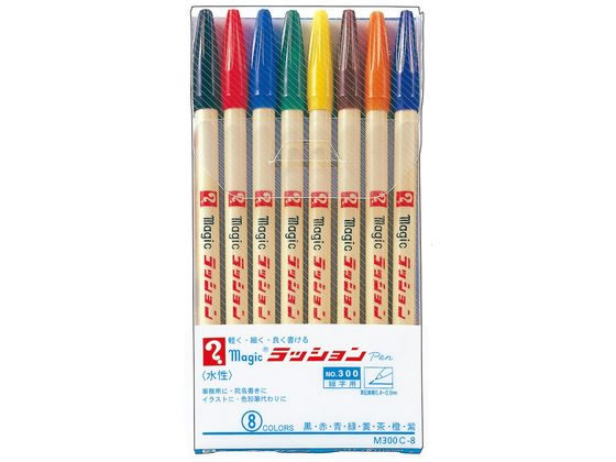 【商品説明】水性インキなので紙に書いて裏うつりが少ない。【仕様】●キャップ式　●筆記線幅：0．4−0．6mm　●インク：水性染料　●色：黒、赤、青、緑、黄、茶、橙、紫　●単品商品サイズ：170×11×11（（mm）　●日本製【備考】※メーカ...