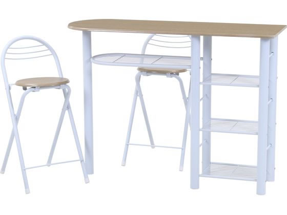 【商品説明】小さなスペースに収まるハイタイプのダイニングセット。キッチンと組み合わせてバーテーブルにも◎奥行40cmとスリムなサイズですが、幅は120cmとワイドなので2人での食事も可能です。ちょっとしたワークデスクにもできて便利♪雑誌やタ...