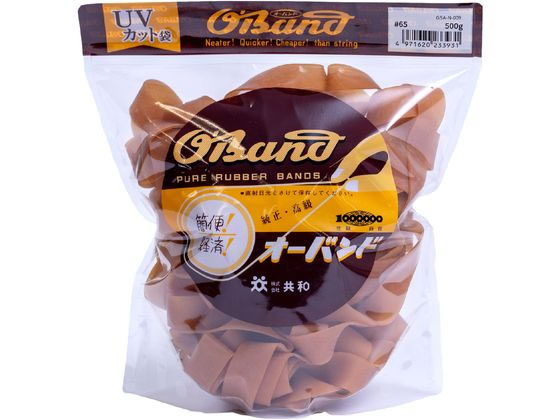 【仕様】●番手：＃65●色：アメ色●容量：500g●折径（内径）：260mm（165mm）●材質：天然ゴム●推奨結束範囲：580〜930mm●切幅：21mm●厚み：1．1mm●入数：約40本●注文単位：1袋※内容量の本数は、平均値から求めた...