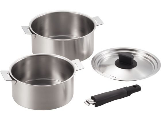 【商品説明】200VのIHクッキングヒータで使用可能。蓋が転がりにくいツマミ形状。（18cm＆20cm）【仕様】●材質：本体／ステンレス鋼、蓋／ステンレス鋼、取っ手／フェノール樹脂、台座／66ナイロン、ハンドル／フェノール樹脂、ステンレス鋼...