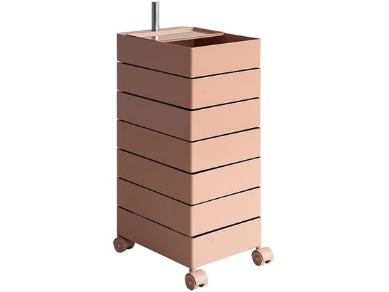 【商品説明】4輪キャスターでラクラク移動できます。棚はそれぞれ360度回転式で取り出しやすく、リビングや寝室、デスクなど色々なシーンでマルチにお使いいただけます。ベビー用品の収納にもオススメ。【仕様】●カラー：ライトピンク●商品サイズ：W3...