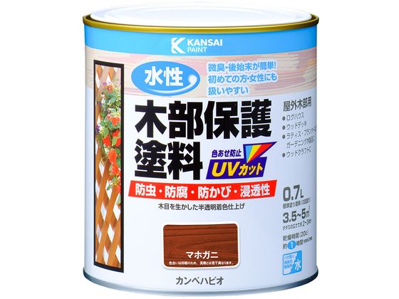 【商品説明】●木目をいかしたまま表面に塗膜を作らず着色するので、木材の持つ自然な風合いを引き立たせます。●木材保護成分も配合されているので防虫・防腐・防カビ・防藻・UVカット効果を発揮します。【仕様】●容量：0．7L●色：マホガニー●商品サ...