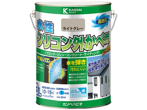 【商品説明】●高耐久アクリル・シリコン樹脂配合だから紫外線・排ガス・雪・酸性雨など外敵から建物を守り、長期間風合い・ツヤを保ちます。●臭いが少なく、乾燥も速く、使いやすい水性タイプ。※乾くと雨や水で流れ落ちる事はありません。●防カビ剤配合だ...