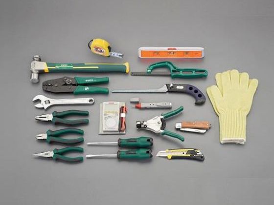 【仕様】●メーカー：SATA●型番：※ESCOオリジナルセット品●［セット内容］：18点セット●モンキーレンチ：200mm●ペンチ：180mm●ラジオペンチ：160mm●ニッパー：160mm●圧着ペンチ：1．5〜6mm2●（＋）ドライバー：...