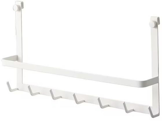 【仕様】●本体サイズ：W34．5×D6×H18cm●本体重量：290g●耐荷重：4kg（フック1つあたり500g／バー500g）●材質／本体：スチール（粉体塗装）●対応サイズ：レンジフードの幅／34．5cm以上、折り返しの厚さ／3mm以内、...