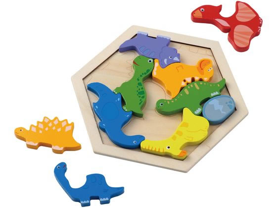 【商品説明】10種類の恐竜をモチーフにした、あたたかみのあるカラフルな木製パズルです。お子さまが安心して遊べるように、ピースの角を丸く仕上げています。自然素材の優しい質感と安全設計で、親子で一緒に楽しく遊べる知育アイテムです。【仕様】●商品...