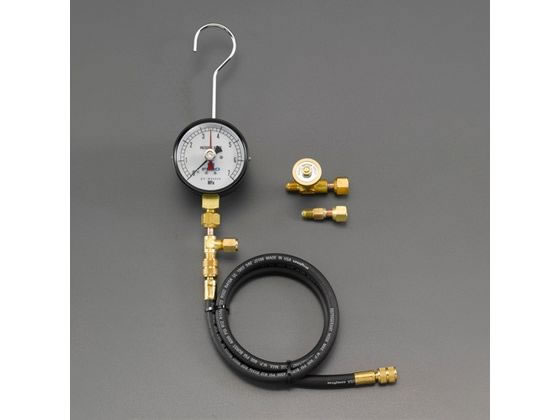 【仕様】●メーカー：FUSO●型番：FS−850B●［セット内容］…4点セット・φ75mm置針式圧力計（チーズアダプタ、フック付）・開閉バルブ・R410A用アダプタ・ホース（1m）●圧力範囲…0〜7MPa●開閉バルブサイズ…1／4”フレアオ...